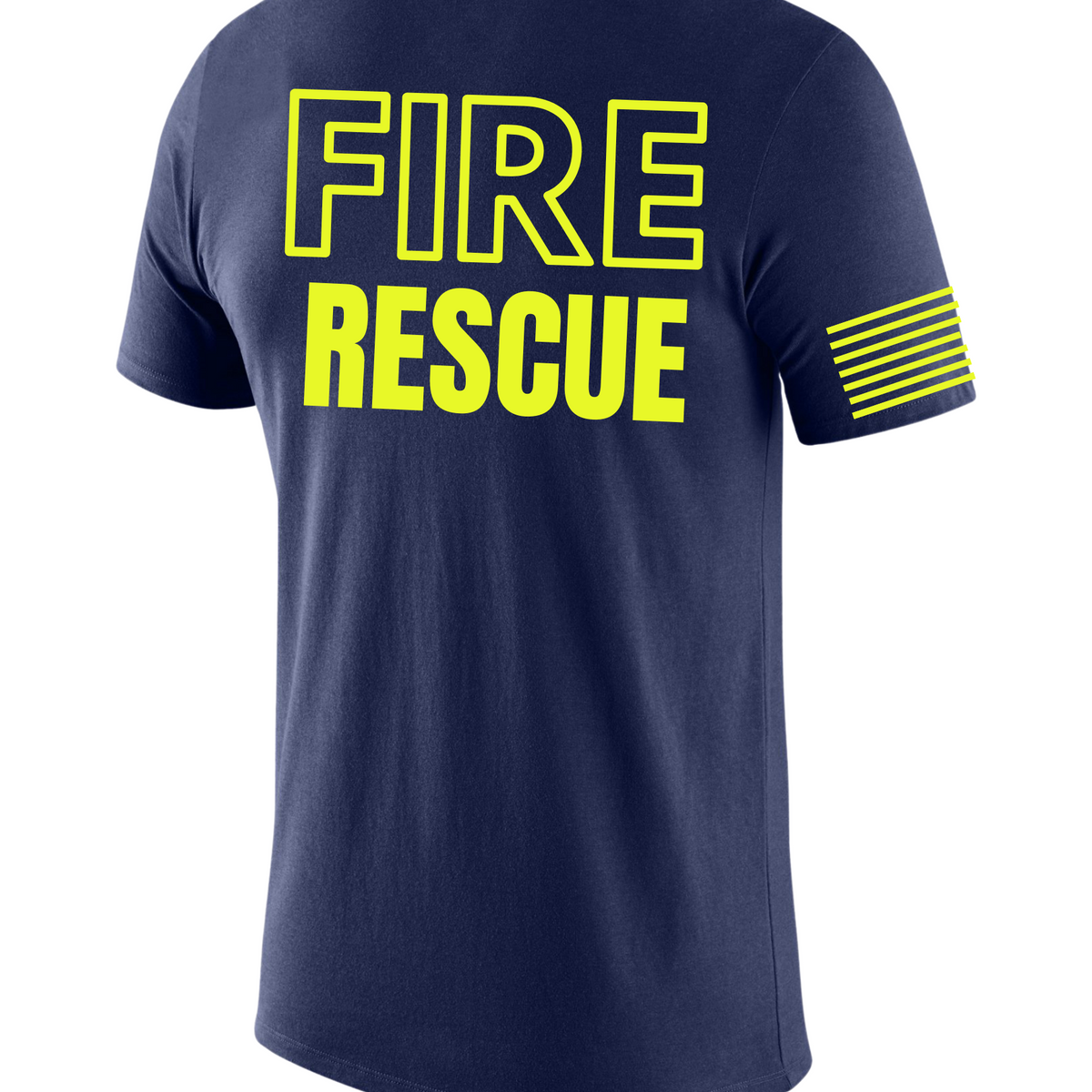 Navy Blue Fire Rescue Men's Shirt - Short Sleeve (Safety Yellow) – FEDS ...